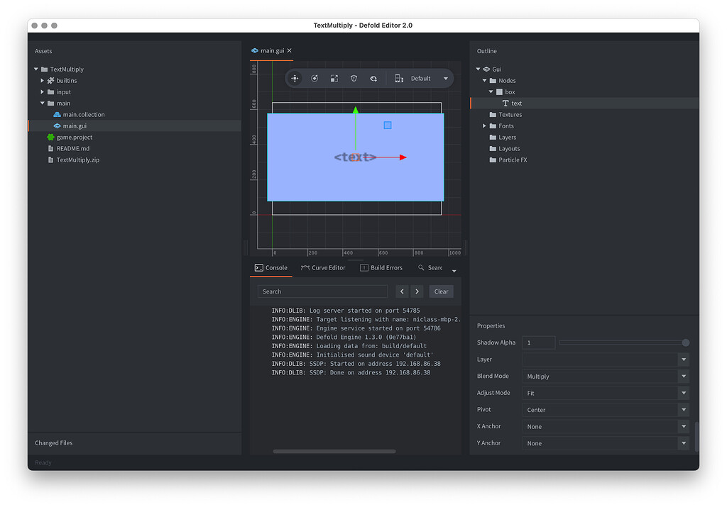 Multiply blend mode is ignored when applied to a GUI text node - Bugs - Defold game engine forum