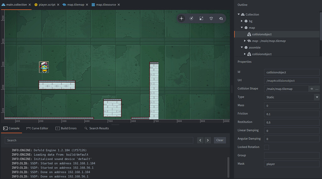 Player gets stuck in tilemap collision shape - Questions - Defold game ...