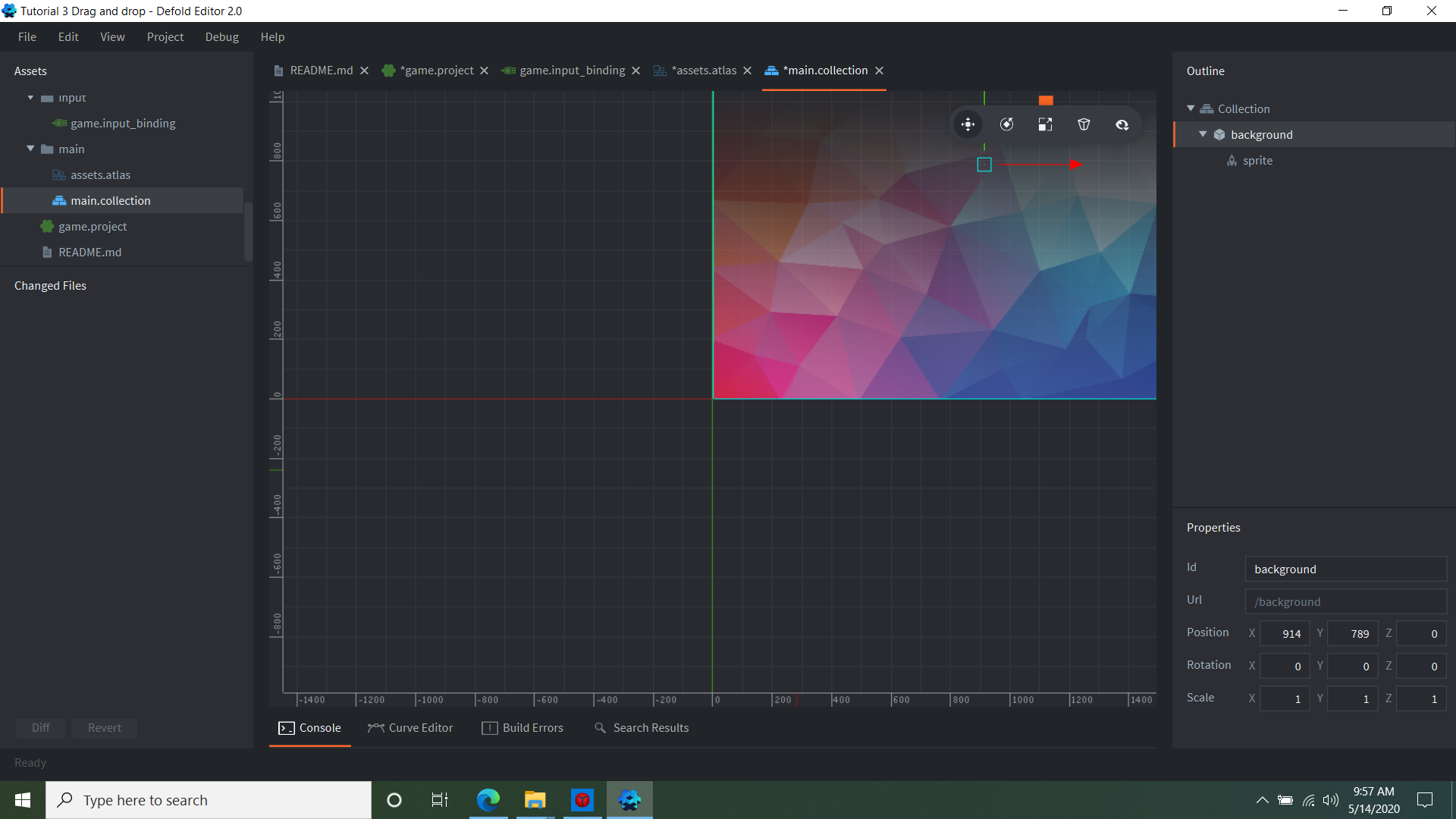 Main.collection how to load sprite bottom left corner at 0,0, not the ...